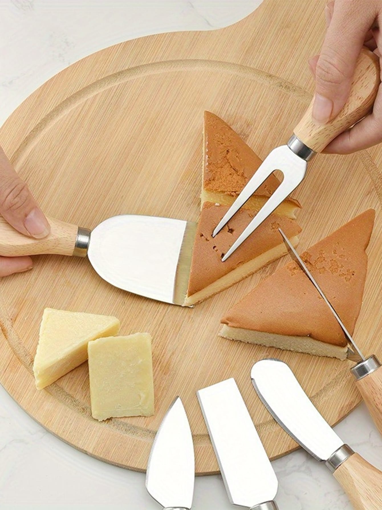 Personalized Mini Stainless Steel Oak Handle Cheese Cutter Set ...
