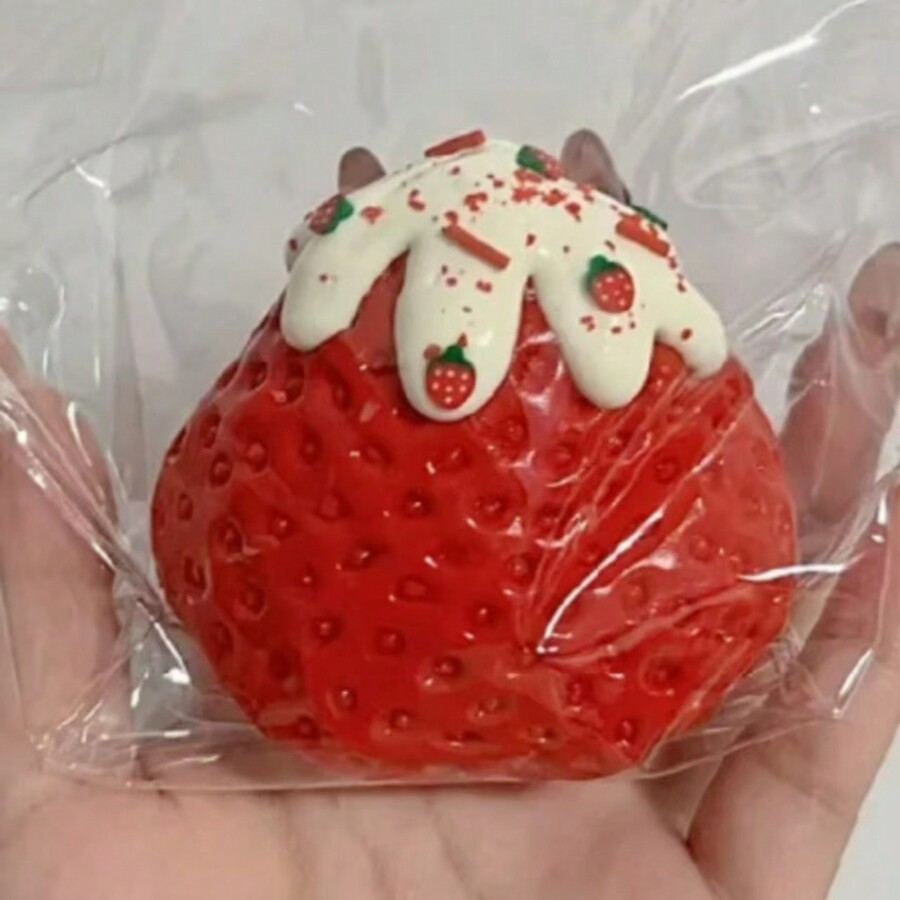 Oil-Shine Large Strawberry Squishy Toy, Silicone-Like Texture High ...