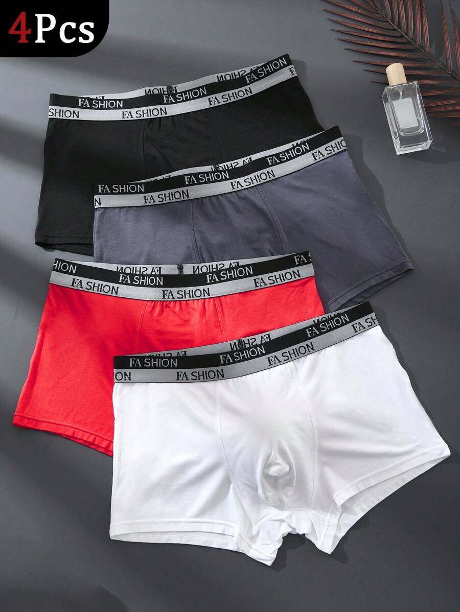 HIALEGION 4 Pcs Men's Underwear Splicing Double Letters Waistband ...