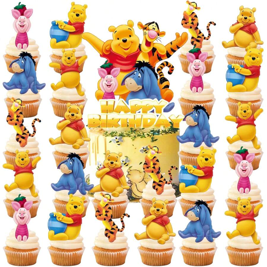 Disney 25pcs Winnie The Pooh Cake Topper,Cupcake Toppers, Winnie The ...