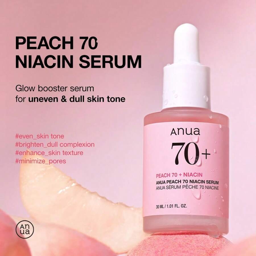 Anua Peach 70 Niacinamide Serum 30ml / Brightening Hydrating Face Serum/Daily Clean Beauty (1.01 ...