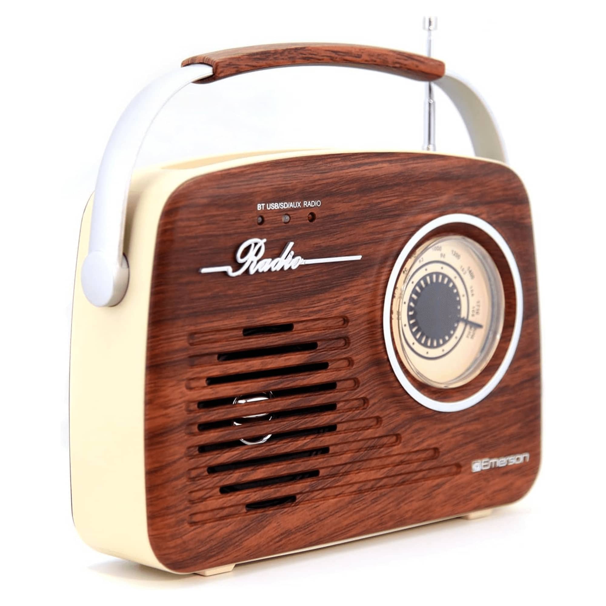 Emerson Portable Bluetooth Retro Radio With Built-In Rechargeable ...