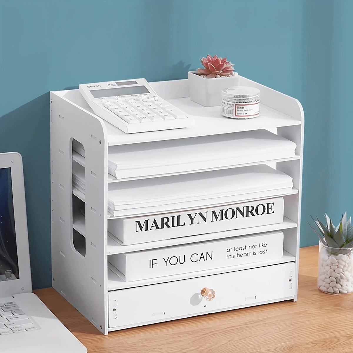 1pc White Elegant 5-Tier Document Rack, Office Desk Top Book/File ...