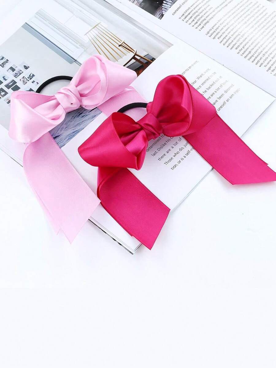 12 Pcs Per Set Silky Satin Bow Hair Ties Scrunchies With Long Ribbon ...