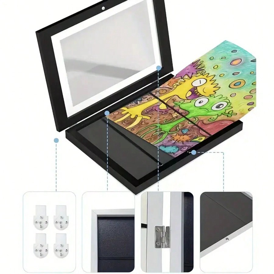 1pc A4 Front Open Picture Frames , Wooden Flip Magnetic Art Frames For ...