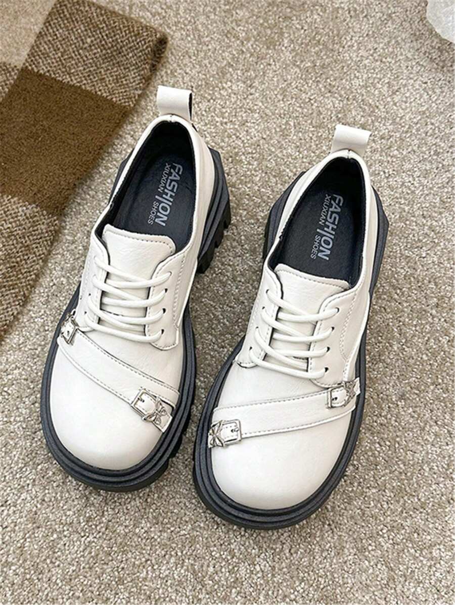 Women's Retro Round Toe Lace Up Waterproof Platform High Heels | SHEIN USA
