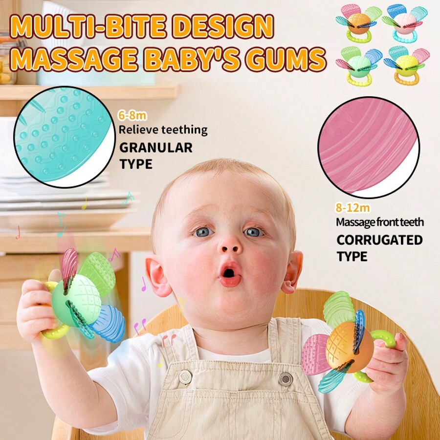 1pc Infant Flower Shaped Teething Stick, Silicone, Boil-Safe, Soothes ...