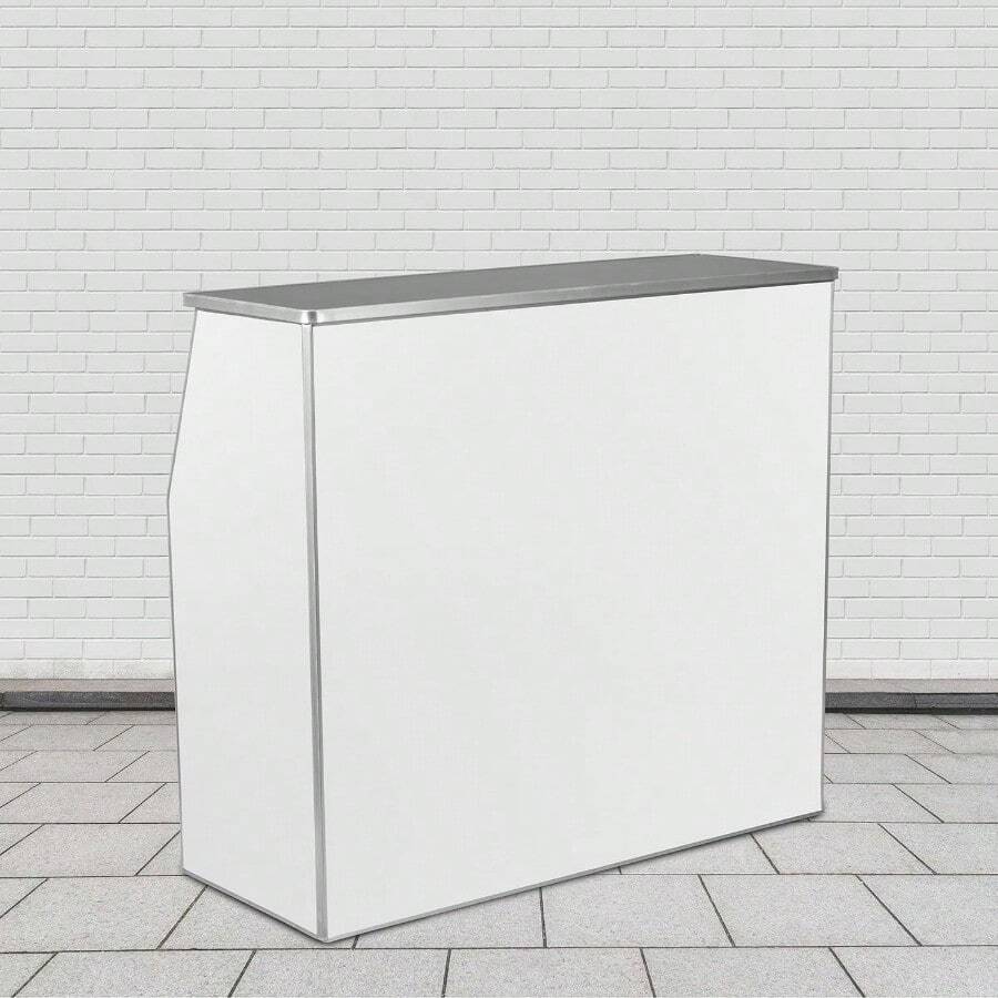 4' Folding Portable Event Bar With Top And Middle Shelves, Mobile ...