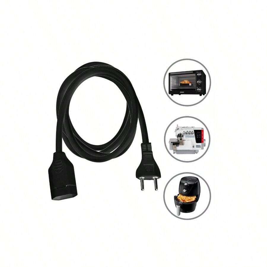 Kit 4 Electrical Extension Black Extension Cable Extender 2 Meters ...