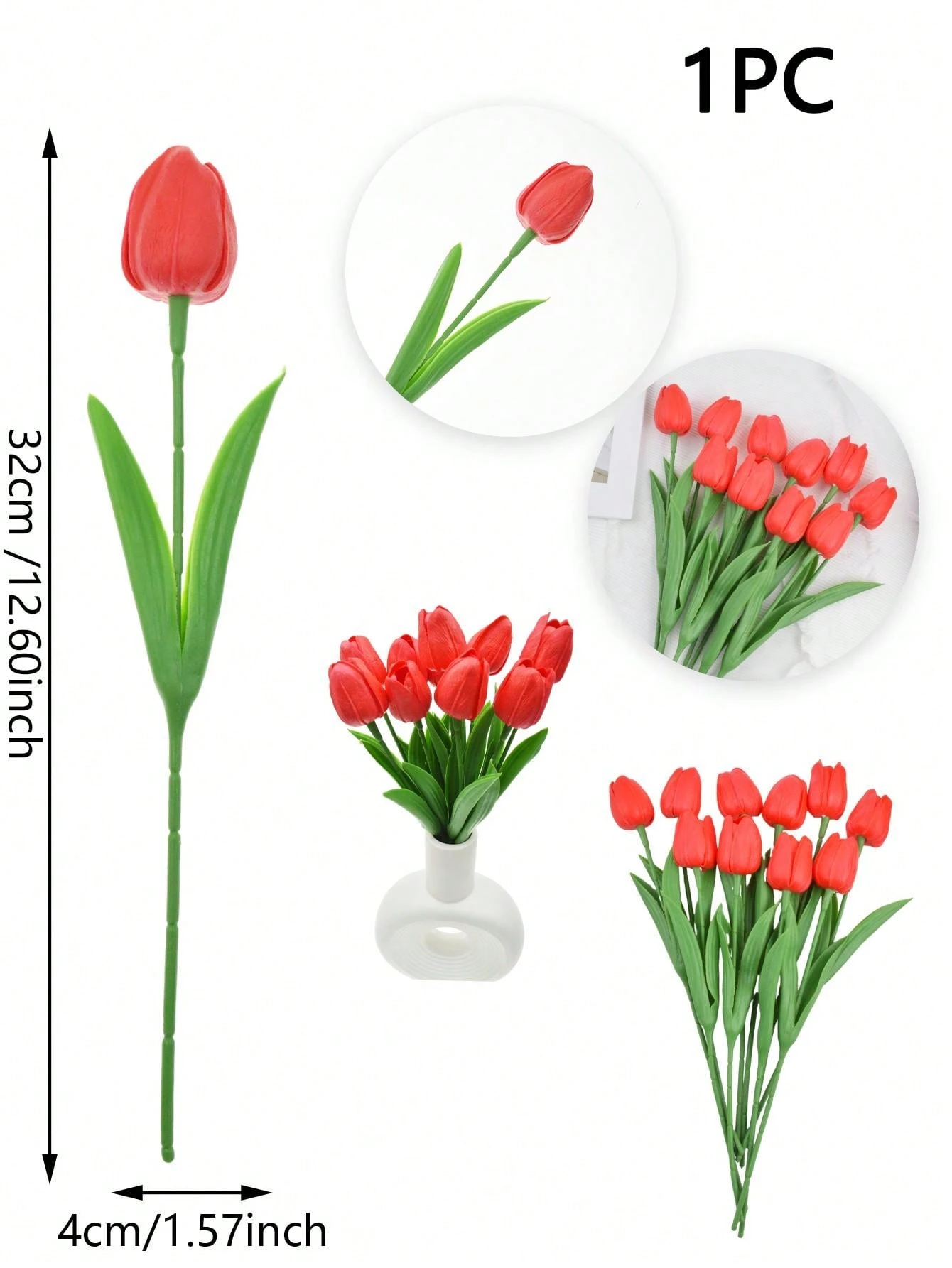 1PC/2PCS/4PCS/6PCS/8PCS/10PCS/12PCS/14PCS/16PCS Tulips Artificial ...