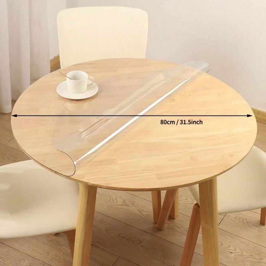 PVC Round Tablecloth, Transparent Circle Table Cover Protector Mat ...