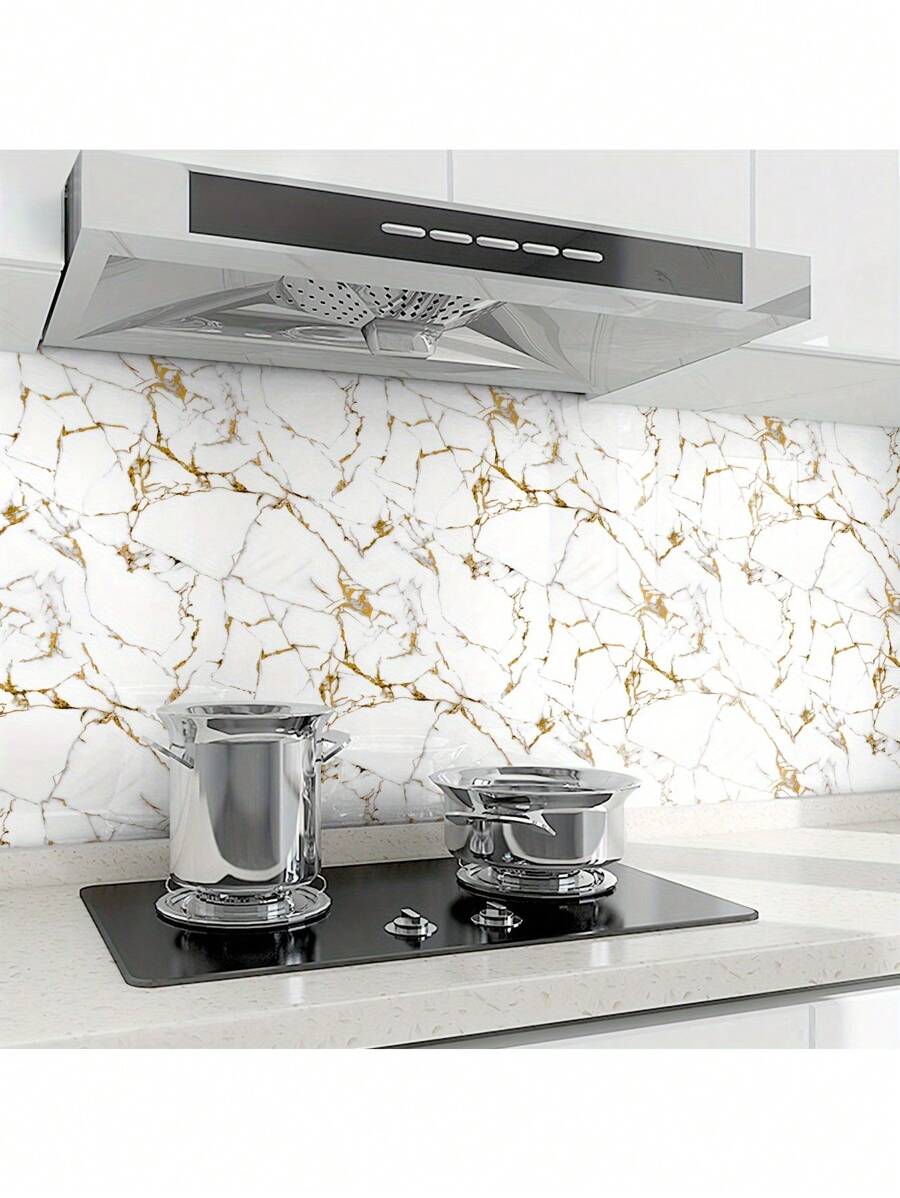 Self-Adhesive Marble Pattern Kitchen Wallpaper - Grease Resistant, Easy ...