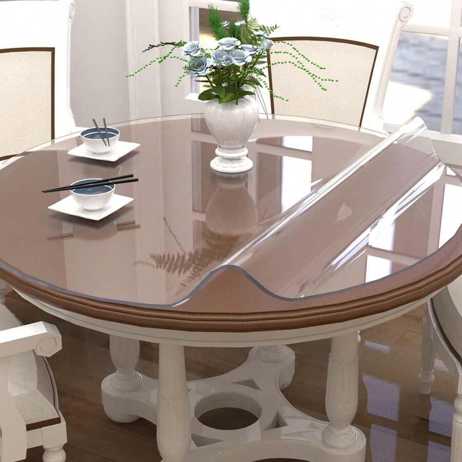 PVC Round Tablecloth, Transparent Circle Table Cover Protector Mat ...