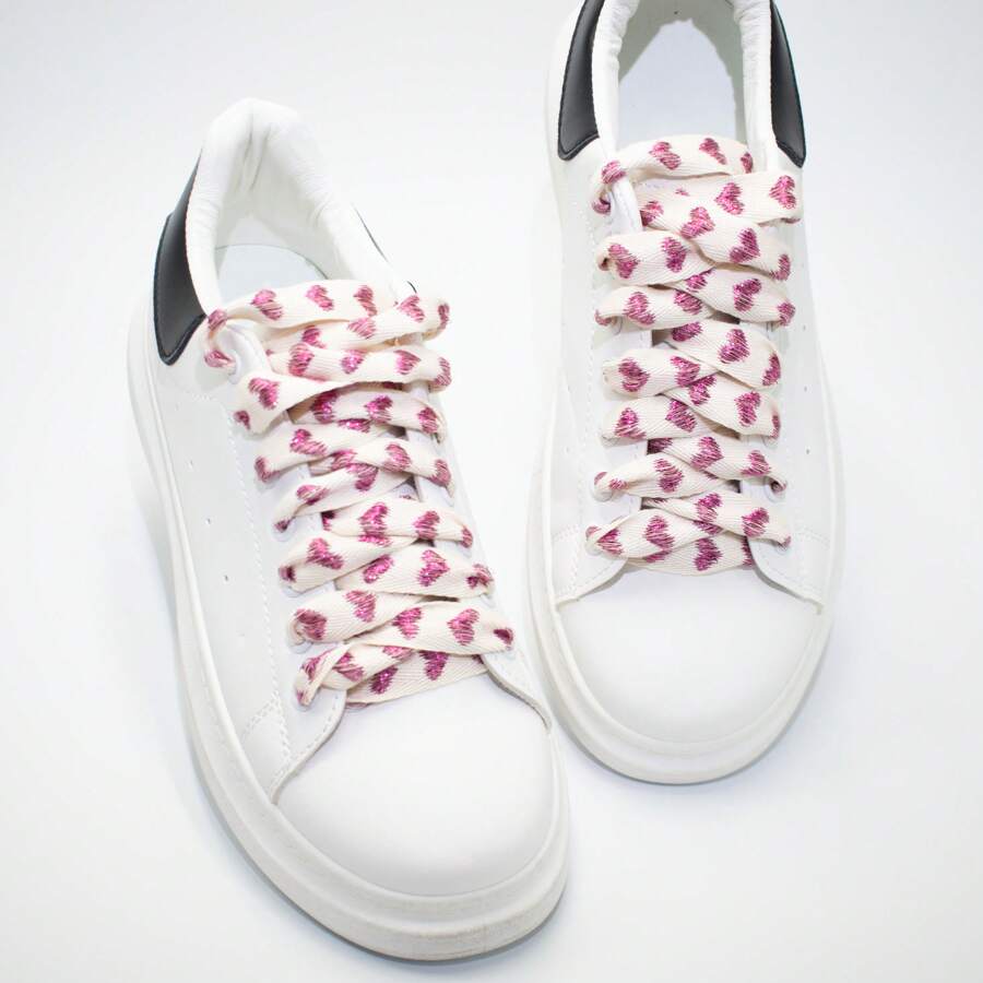 1 Pair Colorful Metallic Heart Shoelaces, Versatile & Cute Shoe Laces ...