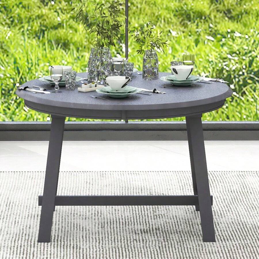 Wood Dining Table Round Extendable Dining Table For Dining Room (Gray ...