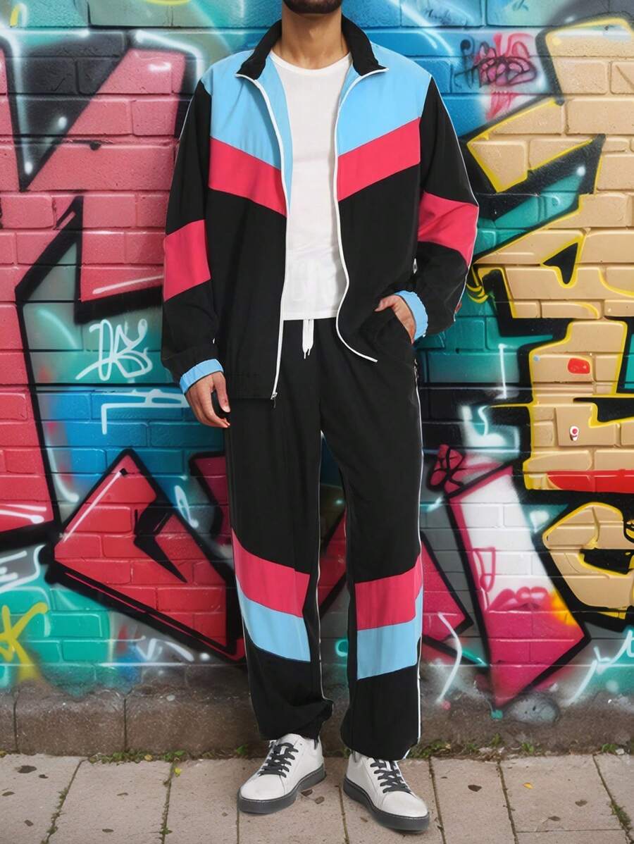 UOUA Plus Size 80s Outfit For Men 90s Tracksuit Costume For Halloween ...