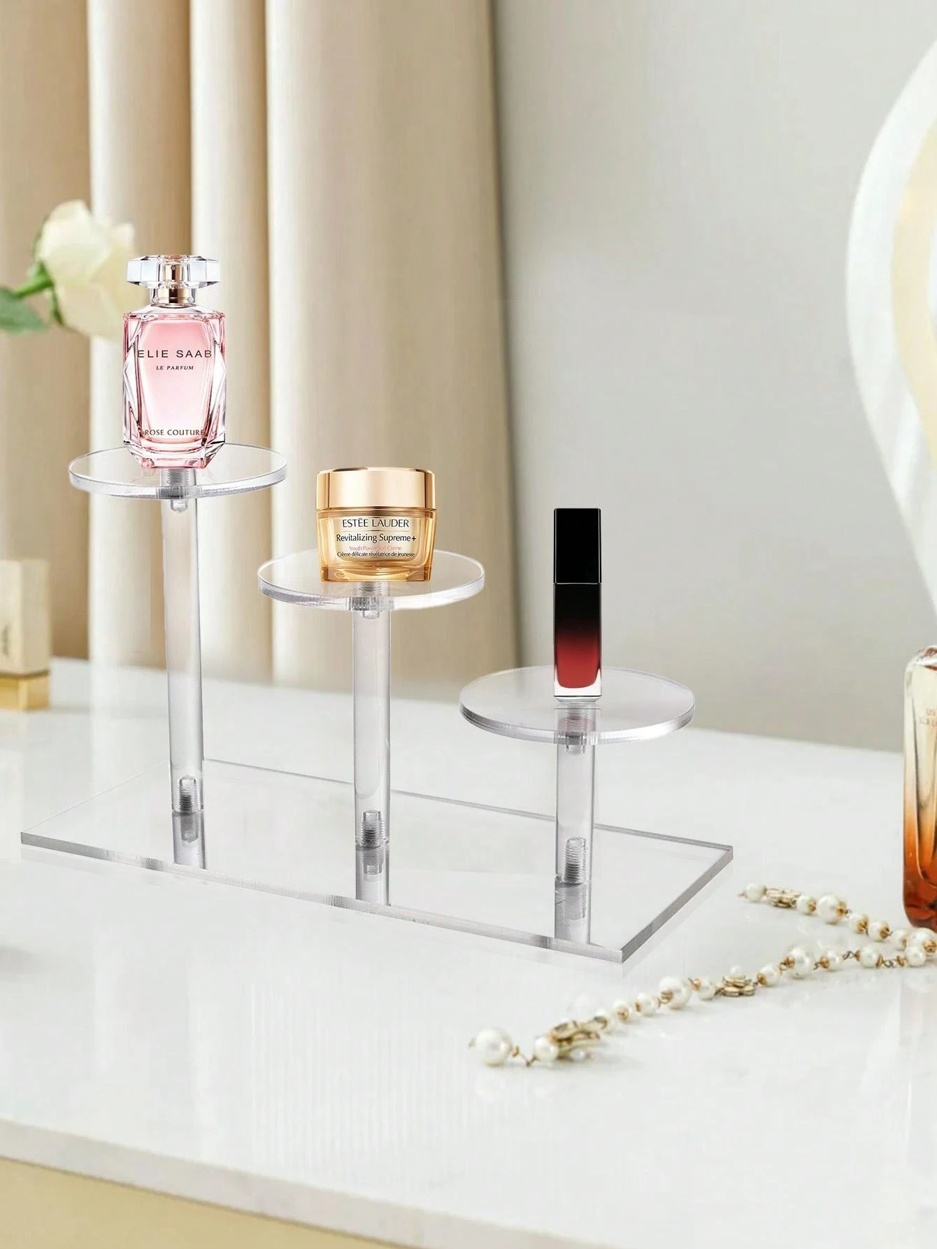 Clear Acrylic Tiered Display Stands For Cosmetics, Jewelry And Desserts ...