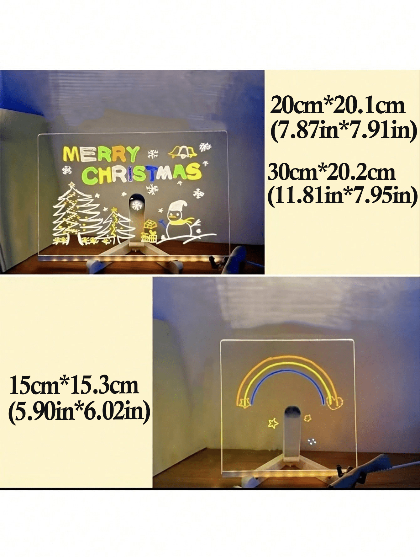 7-Color LED Message Board With Stand & Eraser, Acrylic Luminous Drawing ...