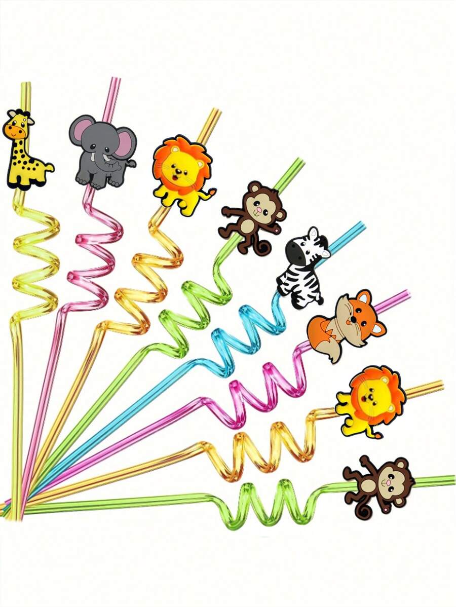 2pcs Cartoon Reusable Drinking Straws, Family Gathering Straws, Theme ...