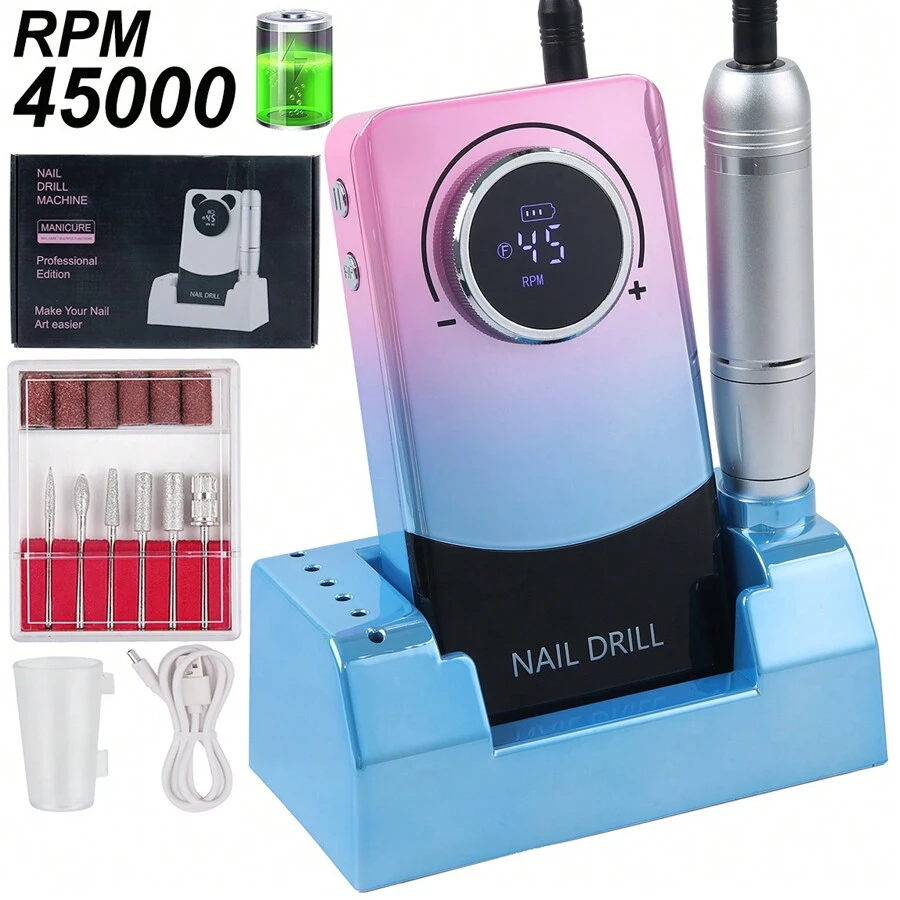 45000RPM Professional Nail Drill Machine Electric Portable Nail File ...
