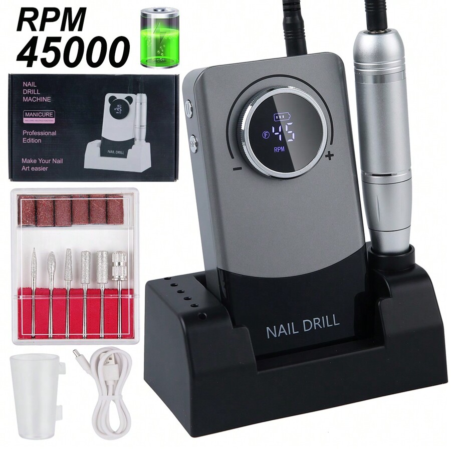 45000RPM Professional Nail Drill Machine Electric Portable Nail File ...