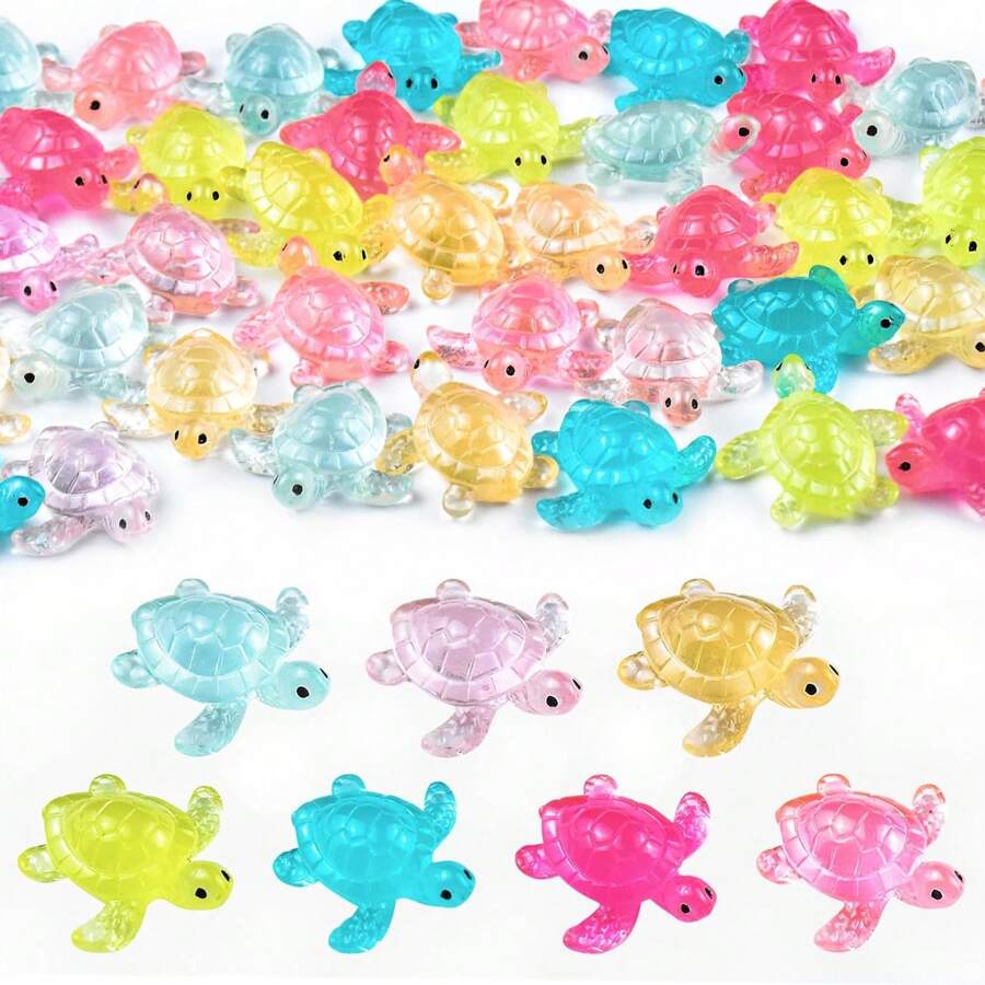 20/30 Mini Resin Turtle Statues Glowing Mini Resin Animals Micro Ocean ...