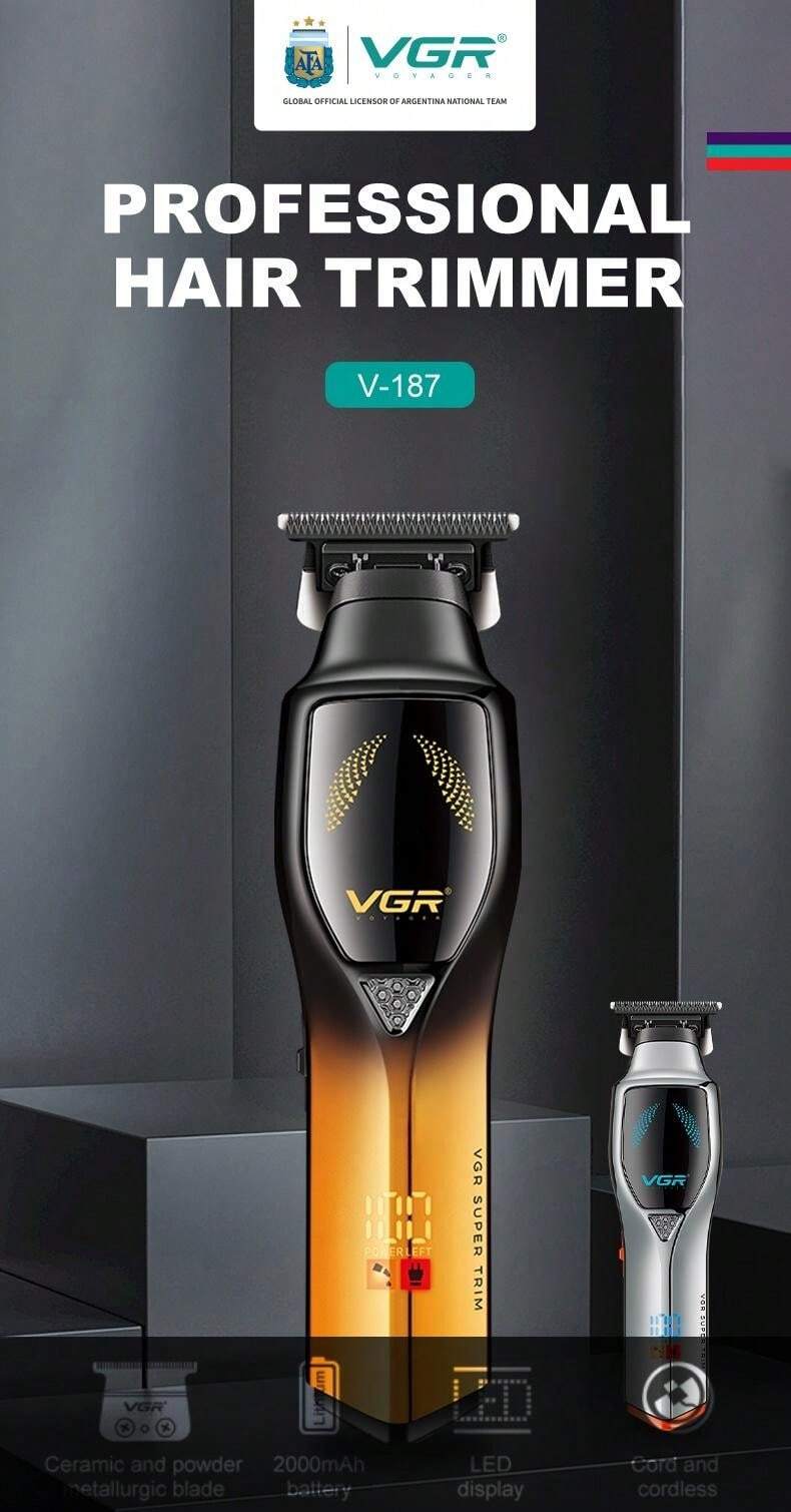 VGR آلة قص الشعر المحمولة والقابلة للشحن VGR, قاطع شعر رقمي لا سلكي، جهاز نهائي لقص الشعر V-187 ...