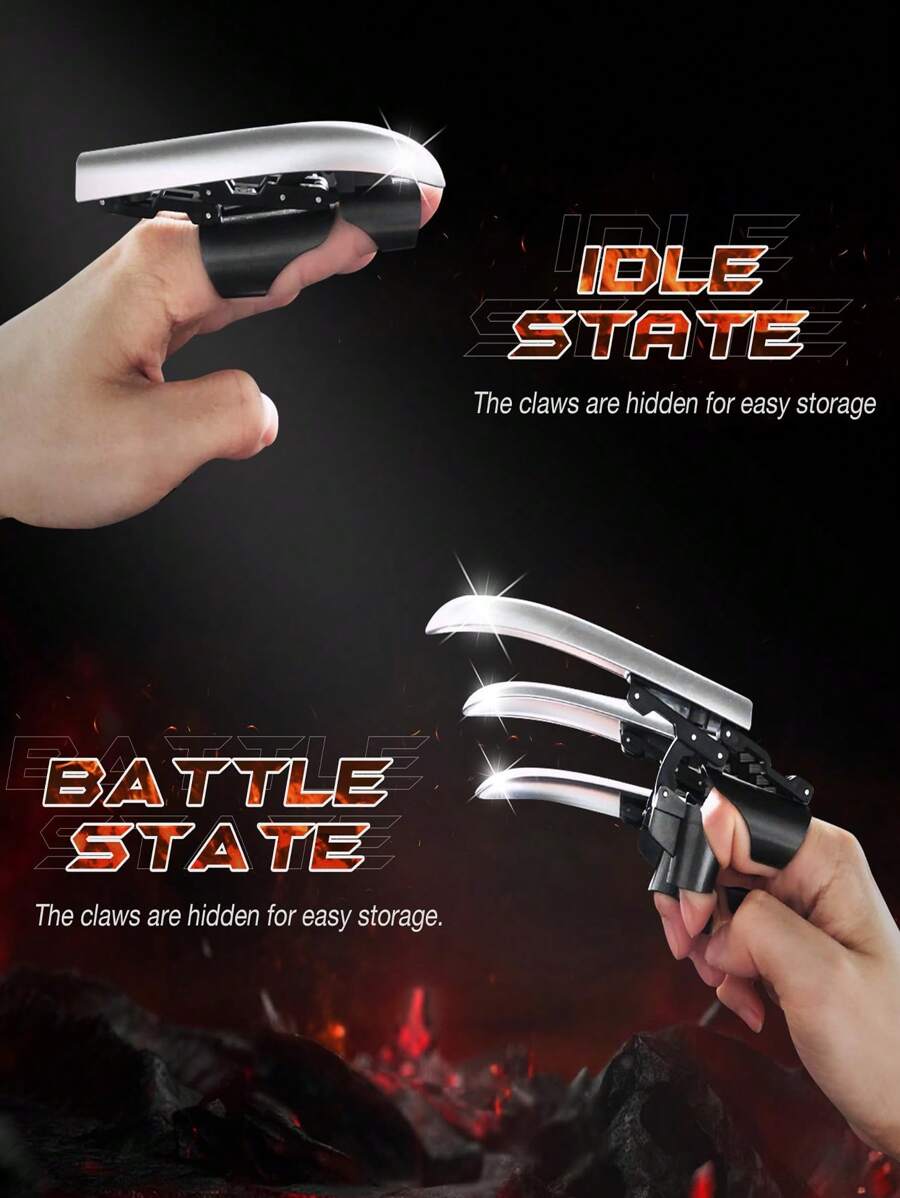 5pcs Mechanical Retractable Wolf Claw, Retractable Wolf Claw Finger Toy Perfect For Role-Play ...