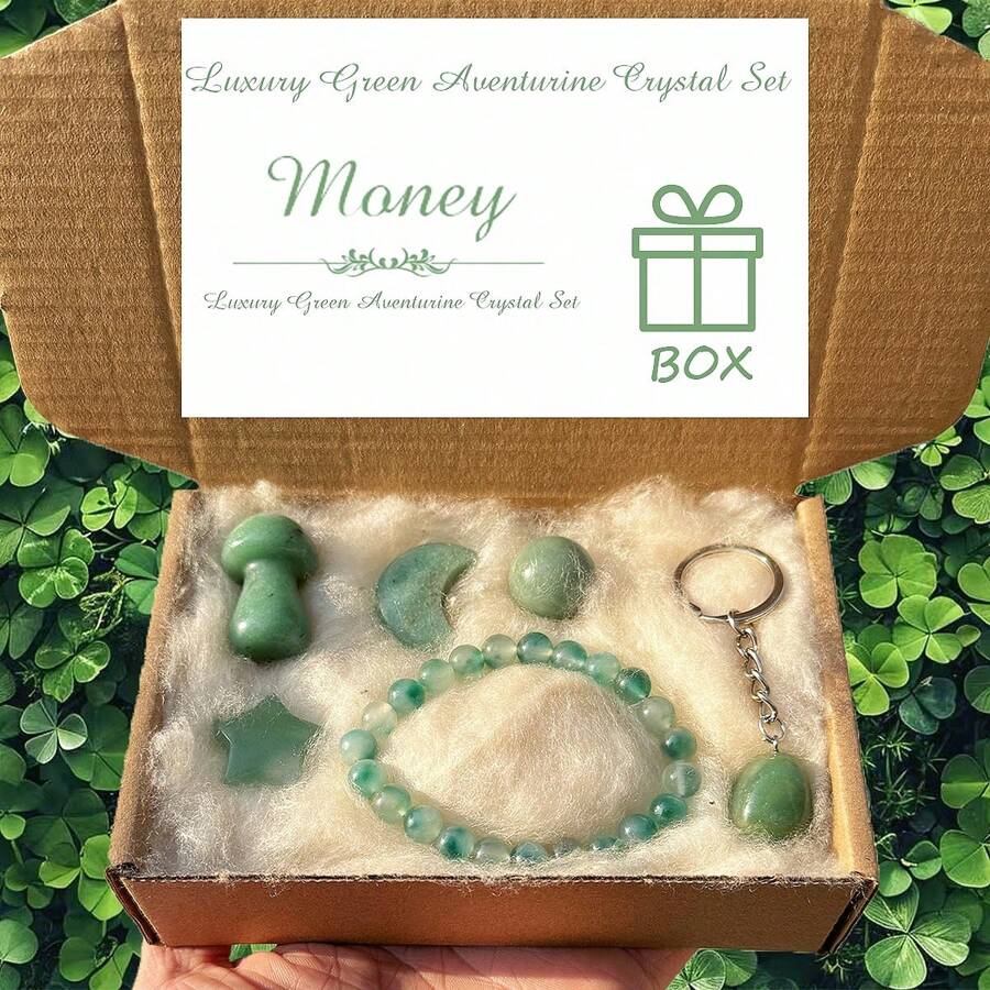 Green Aventurine Crystal Gift Box Set - A Symbol Of Abundance And ...