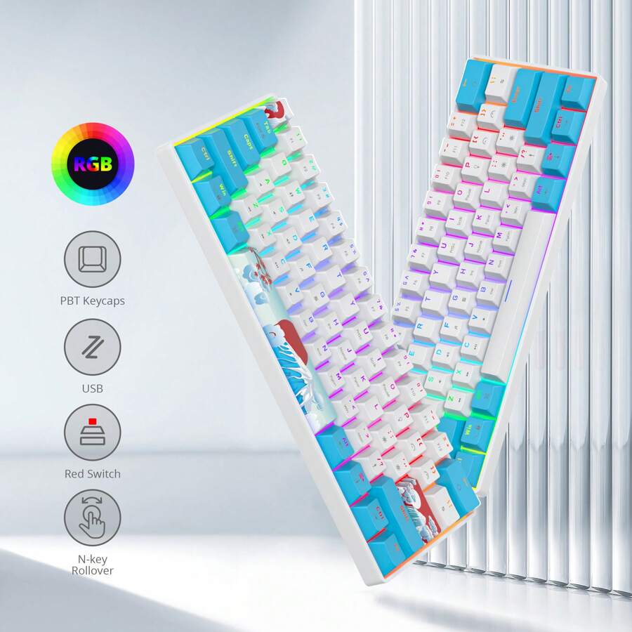 SURMEN Portable 60% Mechanical Gaming Keyboard,61 Keys Compact RGB LED ...