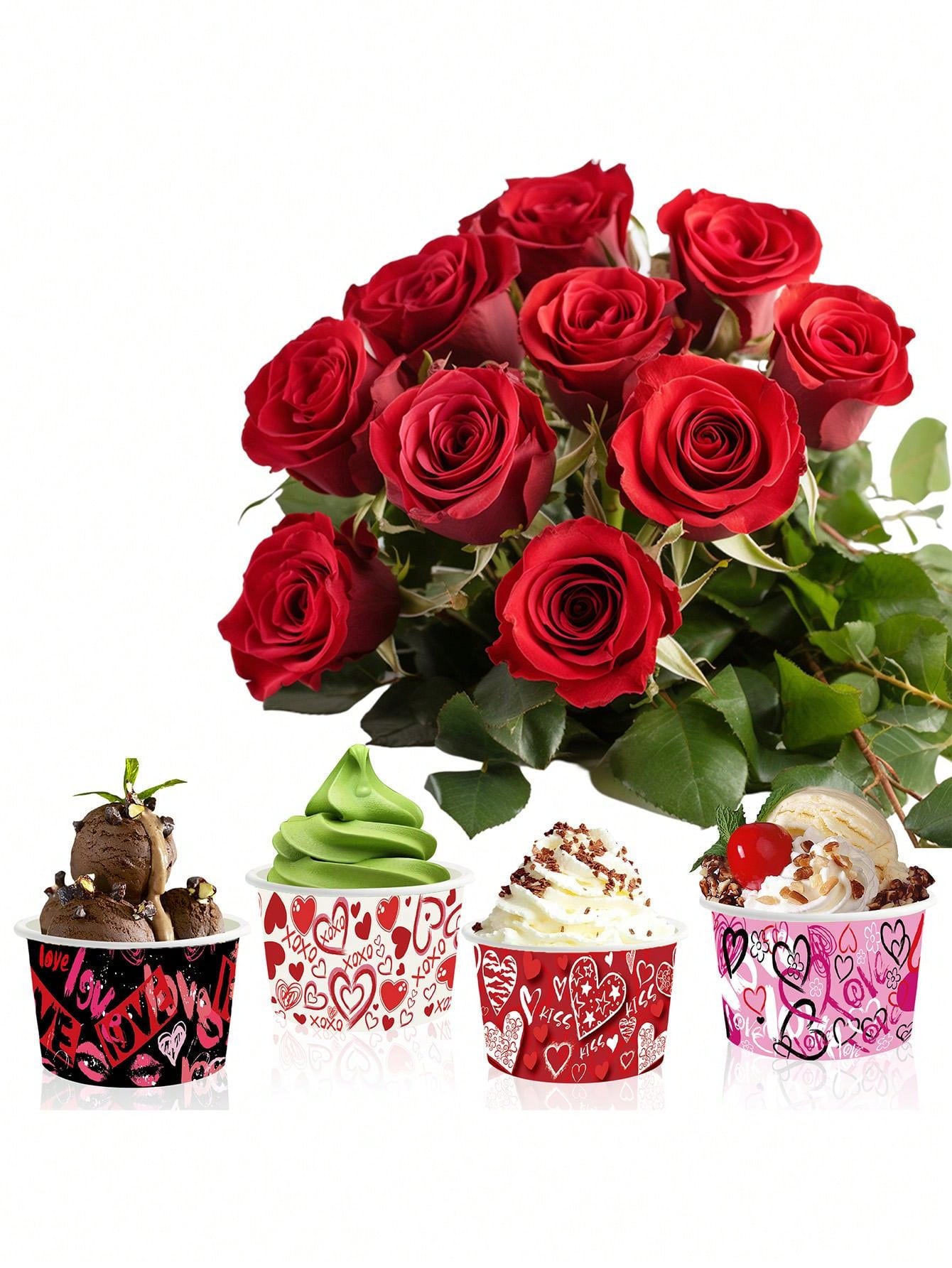 12pcs Valentine's Day Cake Cups, Valentine's Day Decorated Cake Cups ...