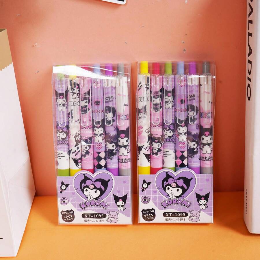 Sanrio Attractive Kuromi Design Push Click Fluorescent Highlighter Pen ...