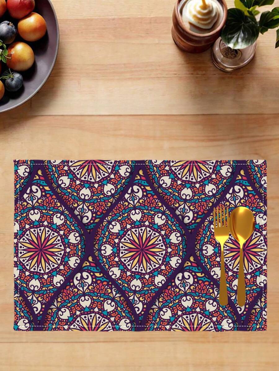 4 Pcs Bohemian Table Mats Colorful Holiday Decorative Mandala Placemats ...