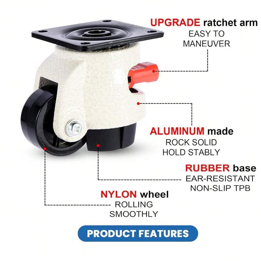 Leveling Casters Heavy Duty With Upgraded Ratchet Handle Design, 360 ...