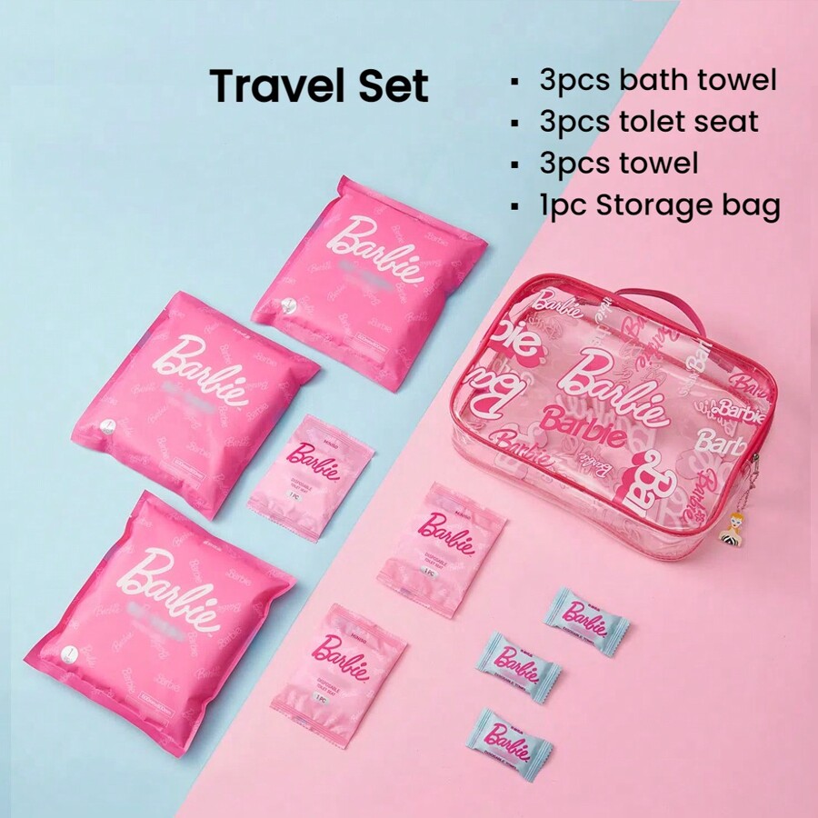 Miniso MINISO Barbie Shiny Series Travel Set (Disposable Bath Towel ...