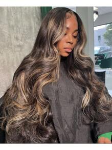 34 Inch Highlight Ombre Glueless Wigs Human Hair Pre Plucked Pre Cut ...