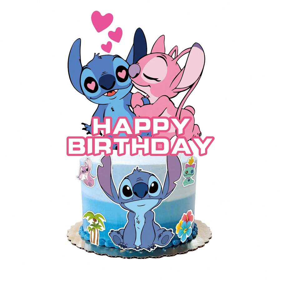 Disney 1pc Disney Stitch Cake Topperstitch Birthday Decorationsstitch Theme Party Supplies