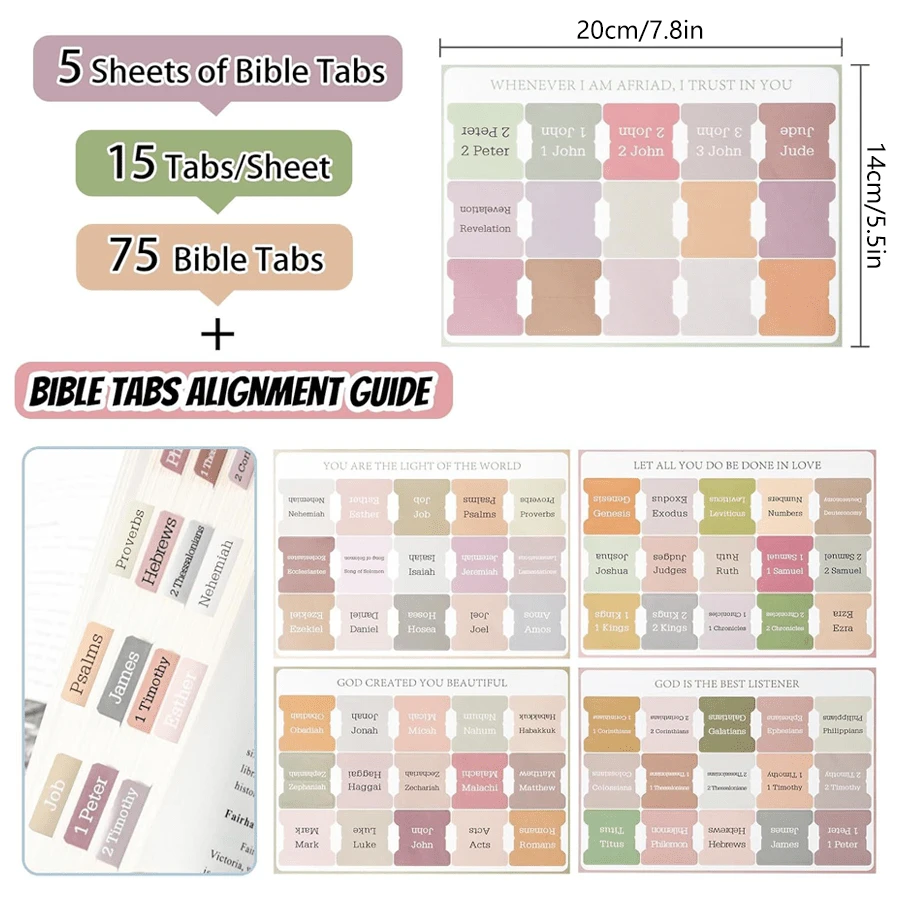 Bible Tabs, 75 Tabs, Laminated Bible Tabs For Women And Men, Bible Tabs ...