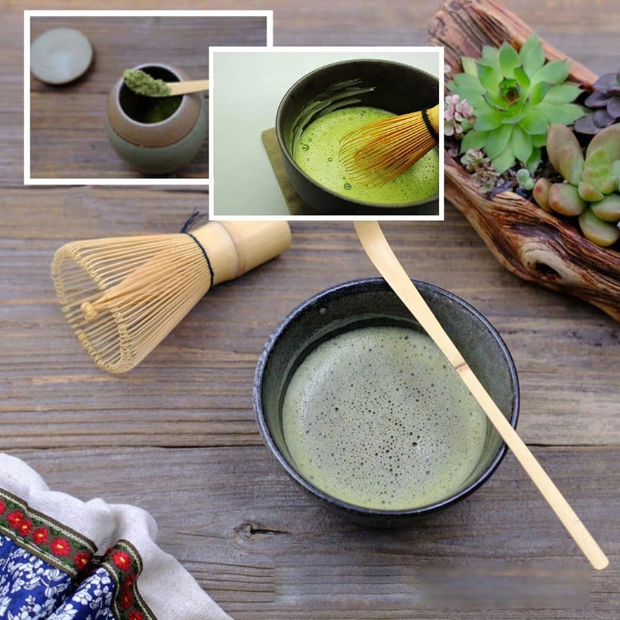 Batidor de matcha de bambú dorado hecho a mano, tradicional batidor de ...