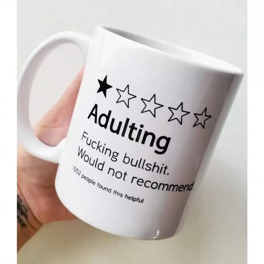Handmade Adulting Review Coffee Mug - Adulting Coffee Cup - Funny Adult ...