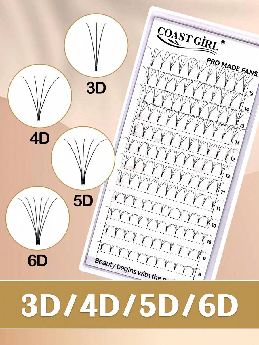 COAST GIRL 12 Reihen COAST GIRL vorgefertigte Fächer-Wimpern 3D 4D 5D ...