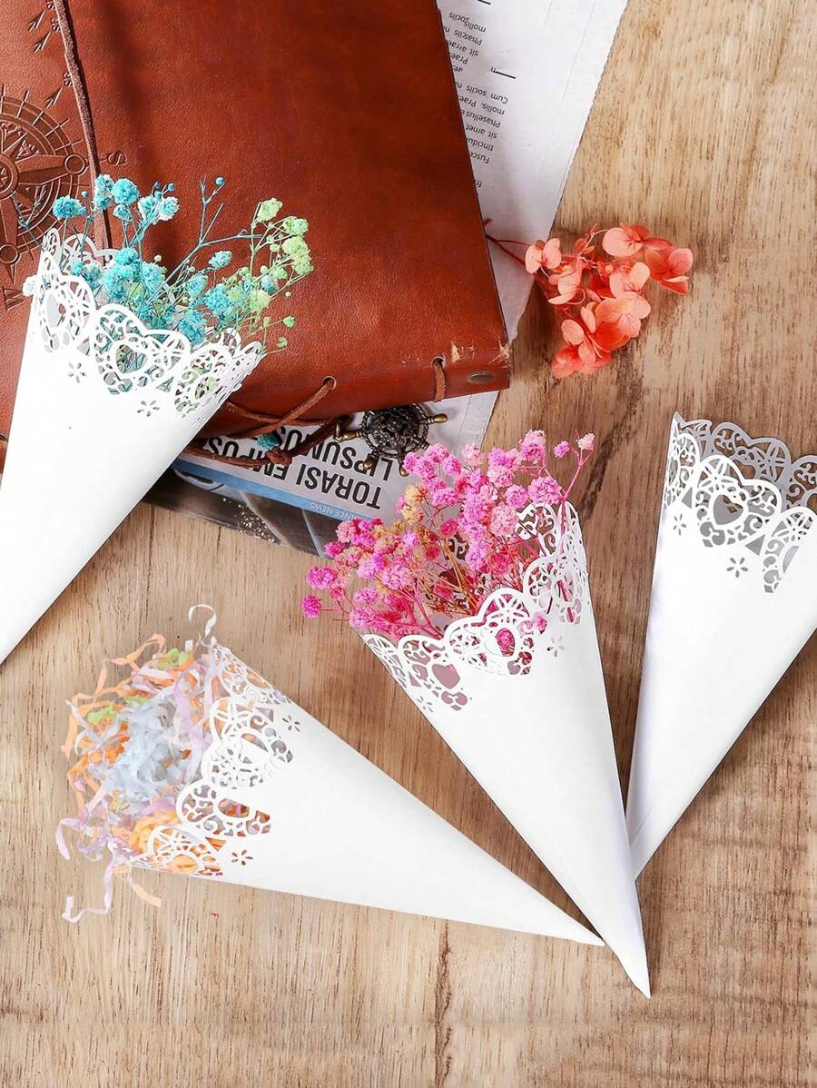 12 peças de cone de impressão oca de pétala de confete de coração ...