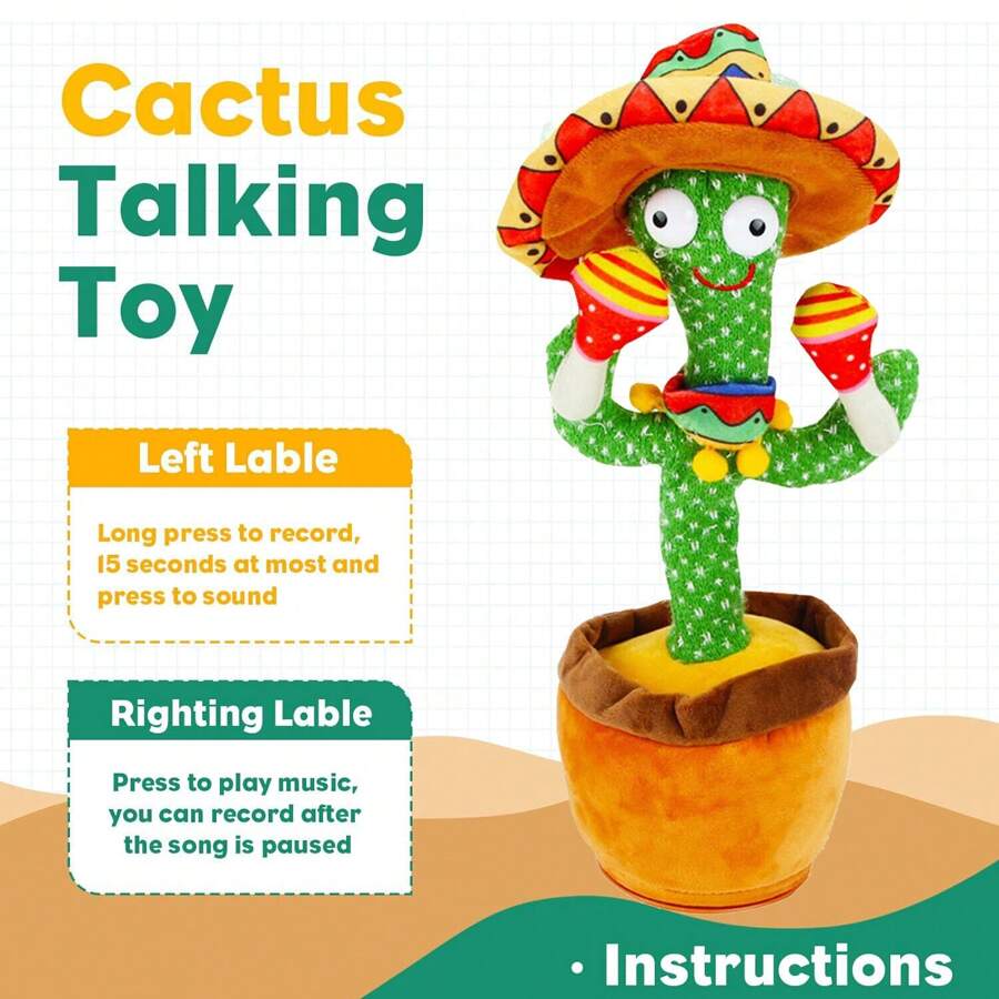 Dancing Cactus Singing Talking Cactus That Repeating What You Say Toy ...