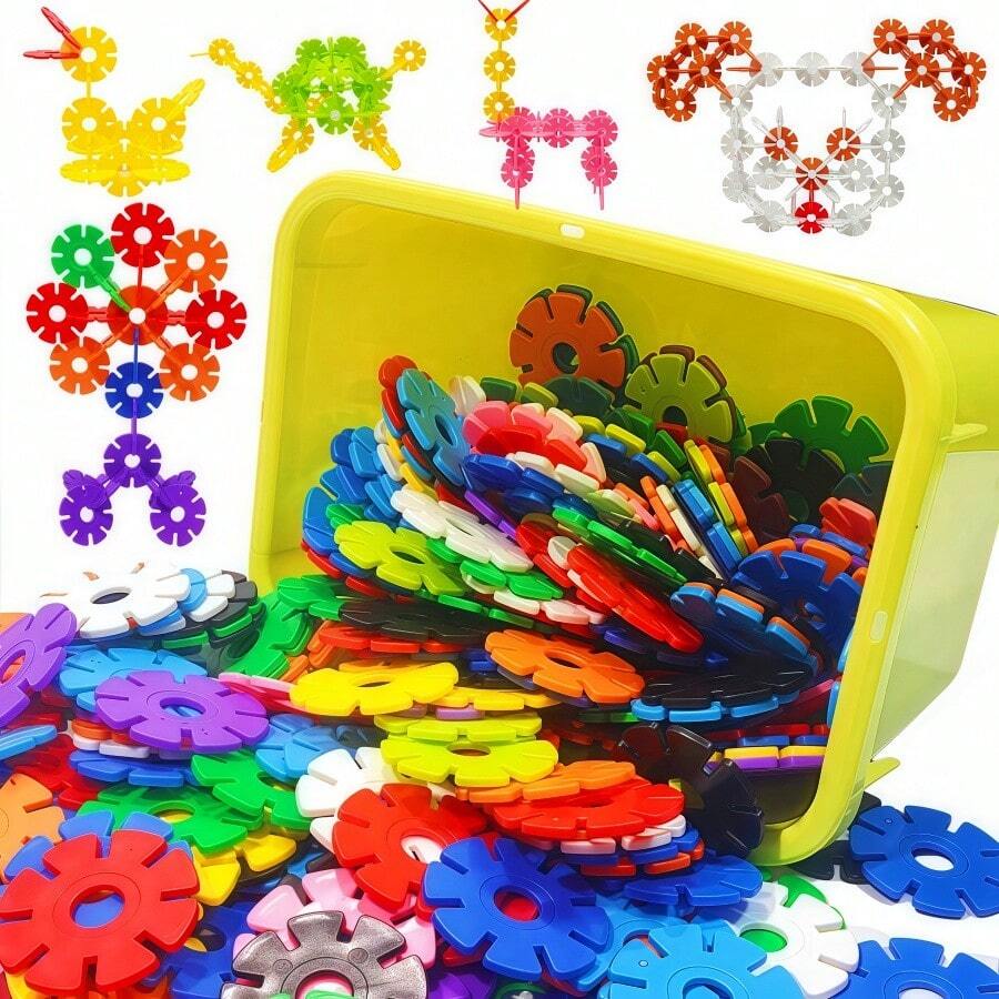 25pcs 250pcs Boxed Snowflake Building Block Set Rainbow Snow Flakes ...