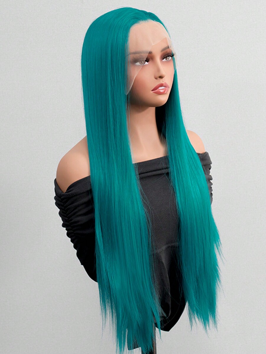 Peruca Longa e Reta de Fibra Resistente a Alta Temperatura para Cosplay ...