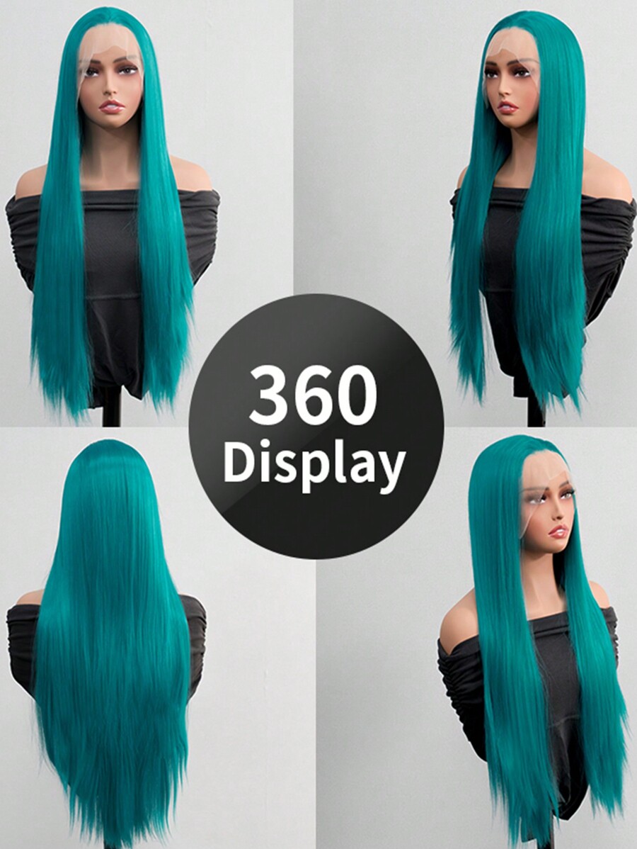 Peruca Longa e Reta de Fibra Resistente a Alta Temperatura para Cosplay ...