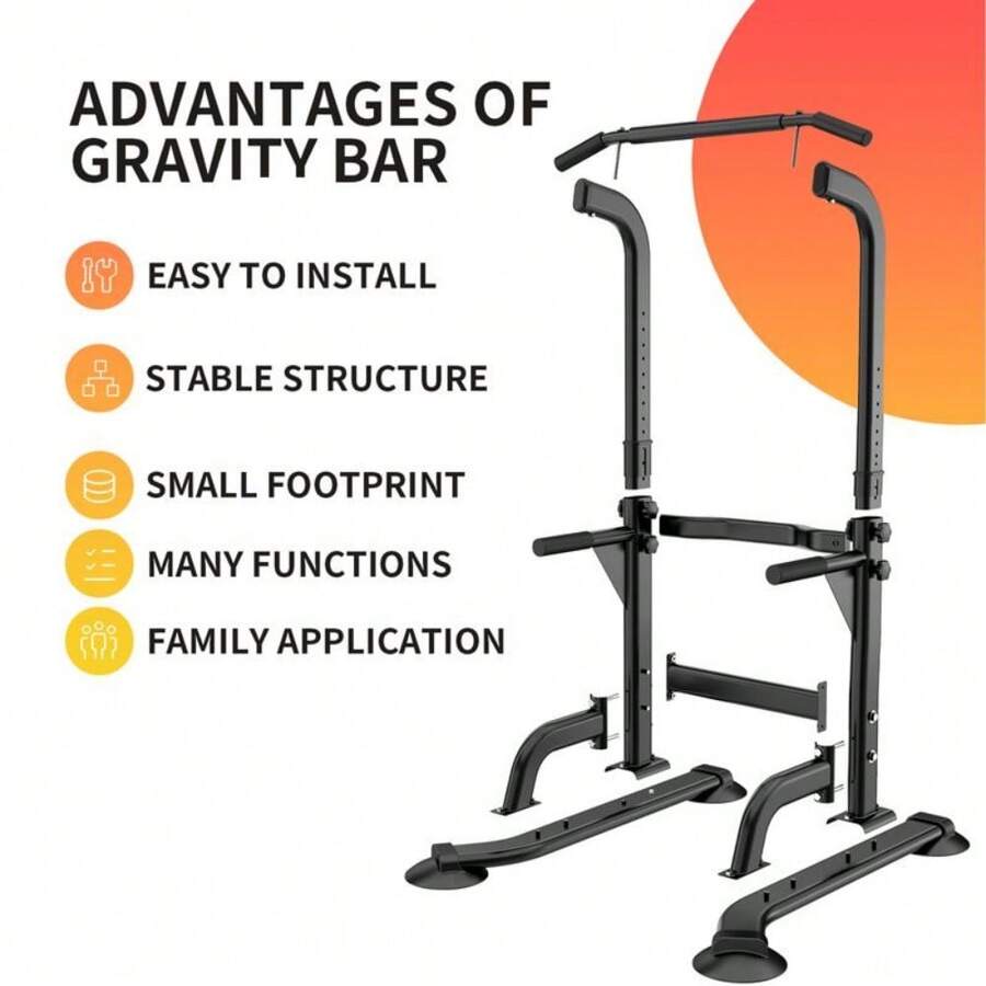 Height Adjustable Power Tower Workout Dip Station With Pull Up Bar And ...