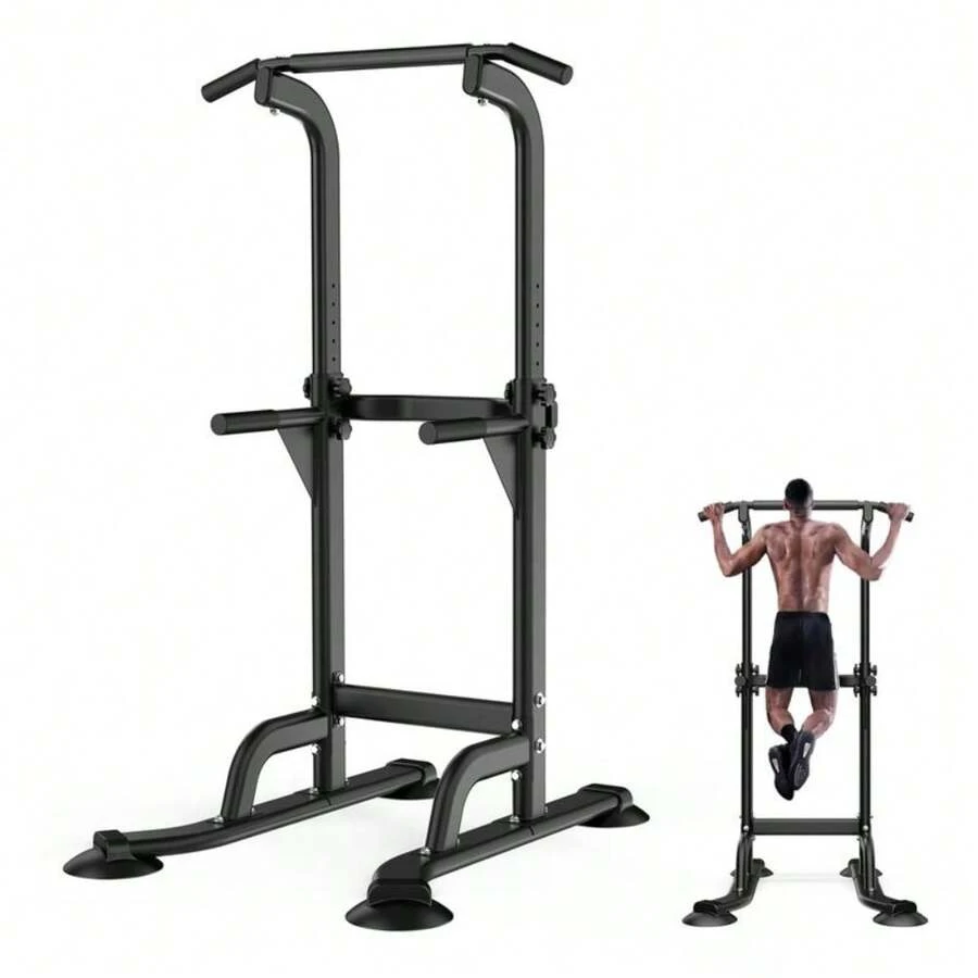 Height Adjustable Power Tower Workout Dip Station With Pull Up Bar And ...