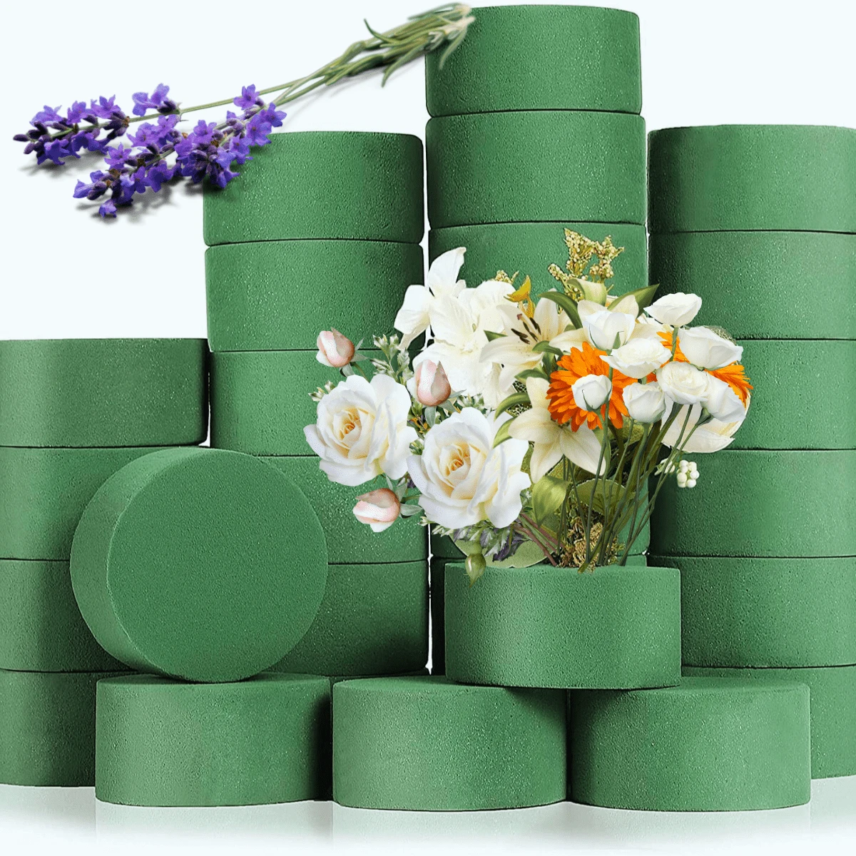 5 Round Flower Foam, Green Wet Foam Block, Wet Flower Shop Flower Foam ...