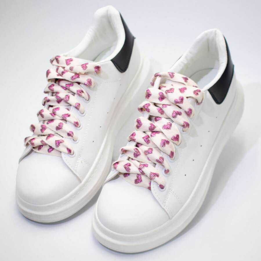 1 Pair Colorful Metallic Heart Shoelaces, Versatile & Cute Shoe Laces ...